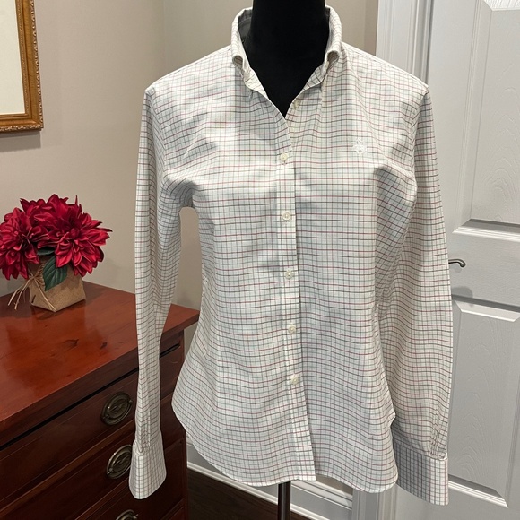 Brooks Brothers | Tops | Brooks Brothers Womens Checked Ivory Button Down Shirt | Poshmark